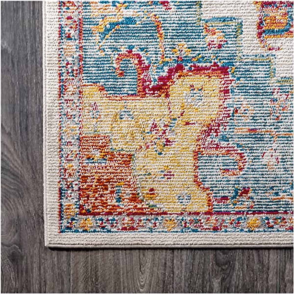 JONATHAN Y CAV100A-3 Zafra Vintage Medallion Indoor Area-Rug Bohemian Floral Rustic Easy-Cleaning High Traffic Bedroom Kitchen Living Room Non Shedding, 3 ft x 5 ft, Coral/Blue/Multi