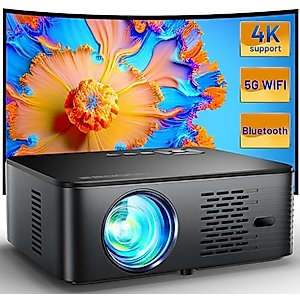 GooDee Projector 4K Supported, Outdoor Projector with Wifi and Bluetooth, Android TV Projector with Auto Focus & Full-Sealed Optical Engine for Movie, Netflix/Prime Video Built-in, 8000+ Apps