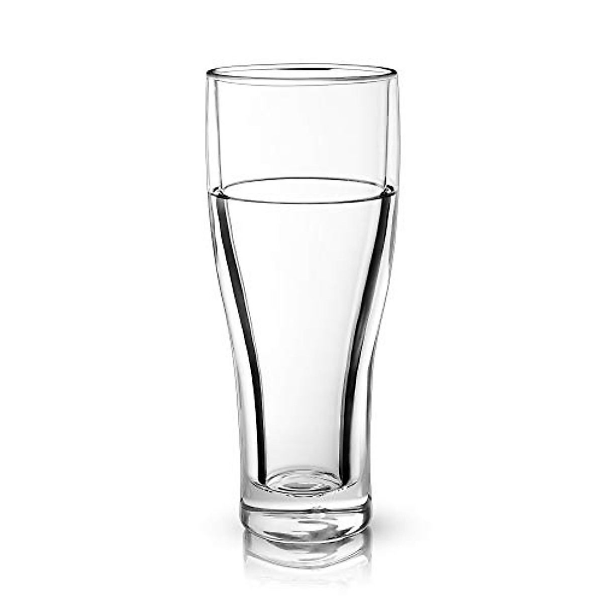 Viski Glacier Double Walled Beer, Active Cooling Gel, 16 Ounces, Clear Glass, Chilling Technology, Set of 1, 1 Count (Pack of 1)