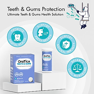 OraTicx Teeth & Gums Dental Probiotic, Naturally Supports Oral Health and Immunity, Oral Probiotics Supplement 8 Billion CFU, Grape Flavor 30 Lozenges 1-PK