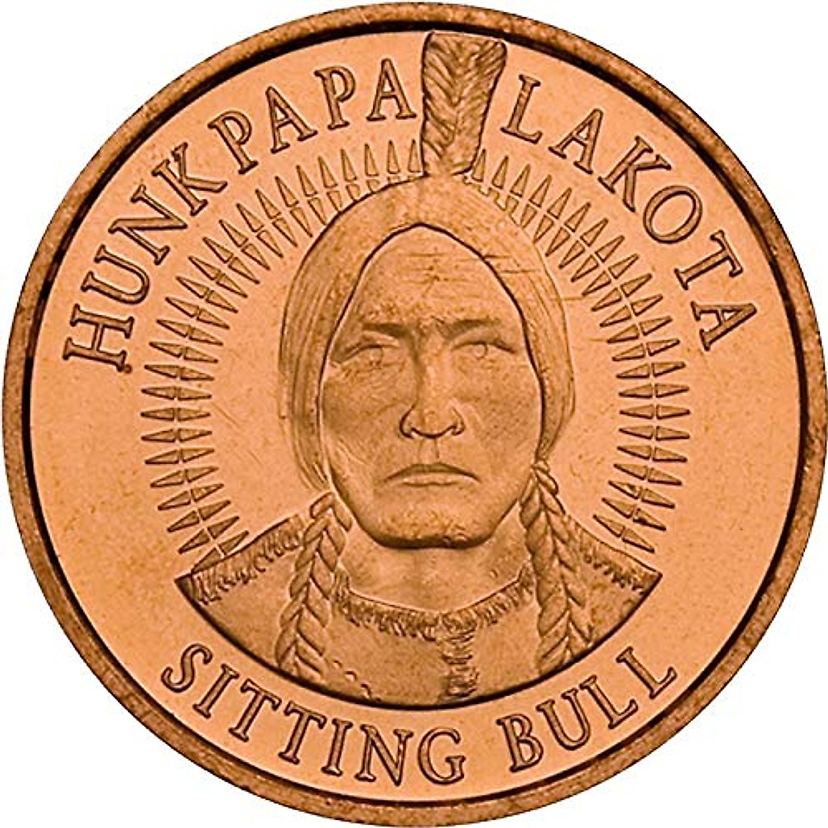 1/2 oz .999 Pure Copper Round/Challenge Coin (Sitting Bull - Hunkpapa Lakota)