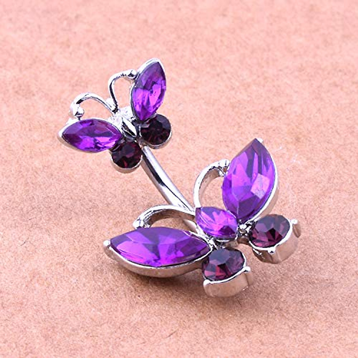 Caiyao 3 Pcs Butterfly Navel Ring Navel Piercing Belly Bar Body Jewelry Belly Button Rings Butterfly Dangle Belly Button Ring Surgical Steel Butterfly Cubic Zirconia Navel Piercing Jewelry-Style C