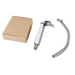 Bathroom Vessel Faucet Tall Waterfall Faucet with Wide Single Handle, Vessel Sink Bathroom Faucet with Large Rectangular Spout and Supply Hoses (Chrome)