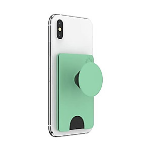 PopSockets PopWallet+ with Swappable PopTop: Phone Grip, Phone Stand, and Wallet for Cards, Removable, Ultra Mint
