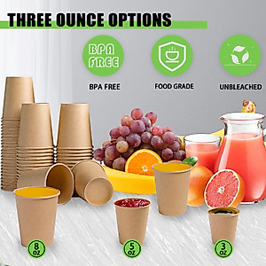 Lamosi 600 Pack 3 OZ Kraft Paper Cups, Disposable Bathroom Cups, Small Mouthwash Cups, Hot/Cold Beverage Cups for Home, Kitchen, Stores