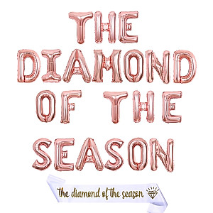 Tea Party Bridal Shower Decorations, The Diamond of the Season Banner Foil Balloons for High Tea Party Supplies, Garden Party Bridal Shower for Girls Women