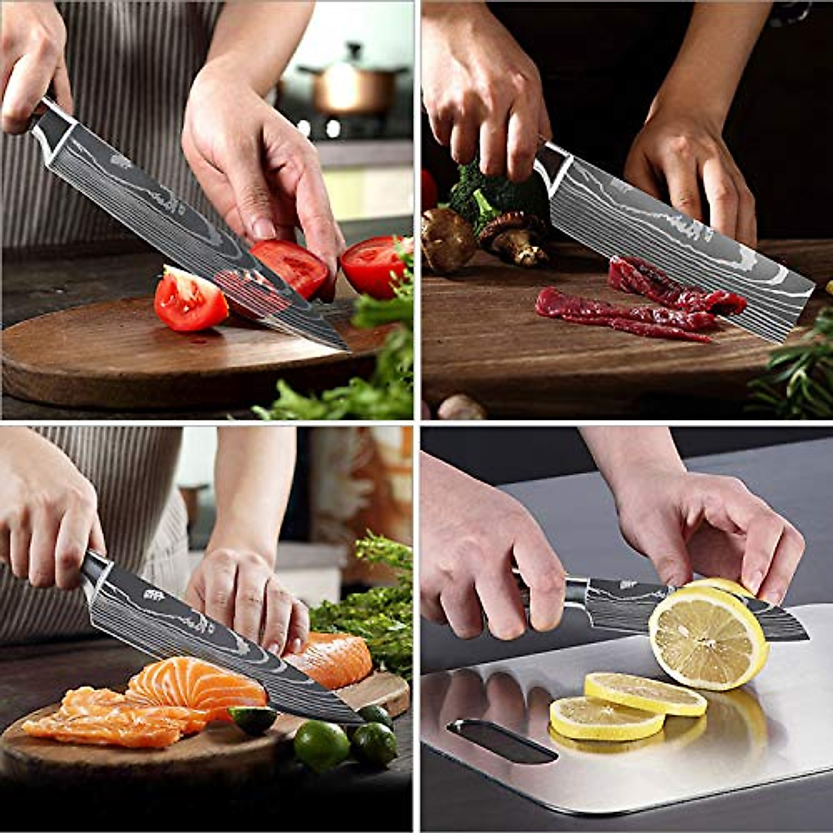 MDHAND Professional Kitchen Chef Knife Set, High-Carbon Stainless Steel Chef Knife Set, Chef Knife, Butcher knife, Bread Knife, 8 Piece Knifes set