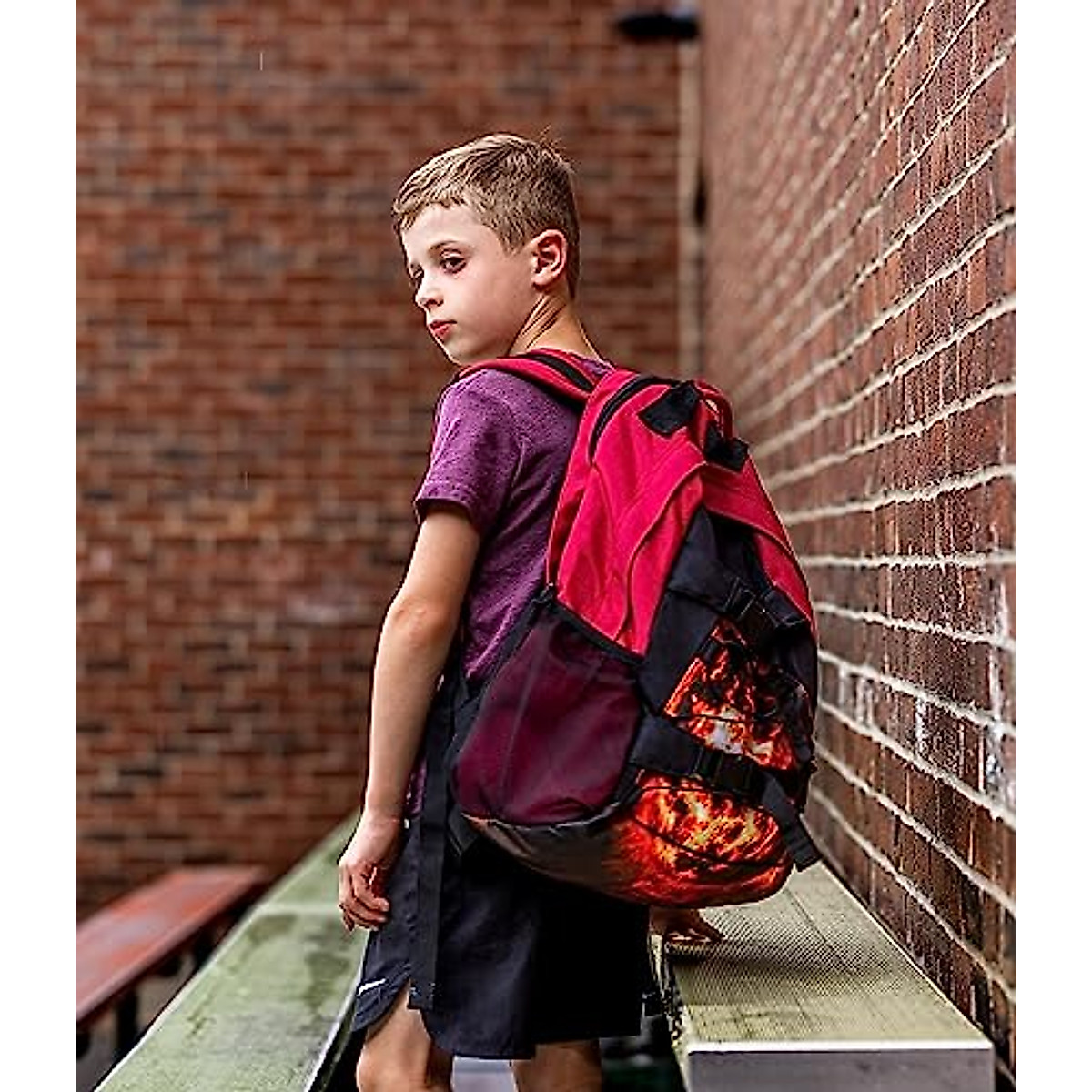 Choco Mocha Boys Red Black Backpack for Elementary Middle School, Large Backpack for Kids Teen Boys, 18 Inch