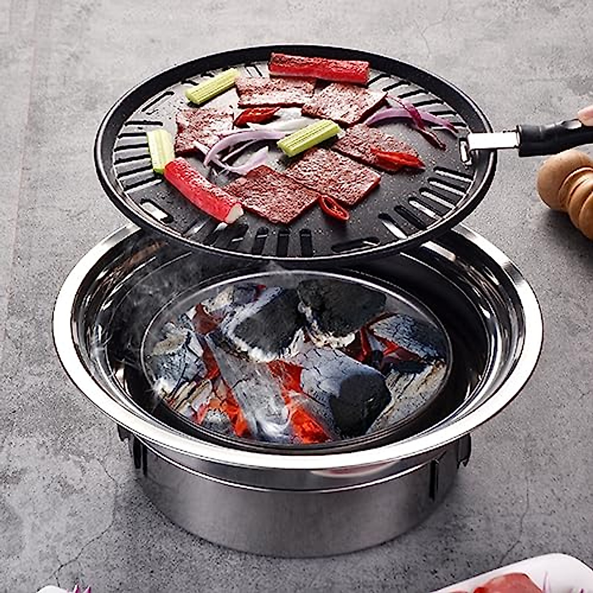 FOUNCY Barbecue Grill, Thick Outdoor BBQ Grill, Lightweight Portable Charcoal Grill, Strong Toughness Tailgating Grill, Compact Grill for School, Barbecue, Picnic, Wedding, Camping
