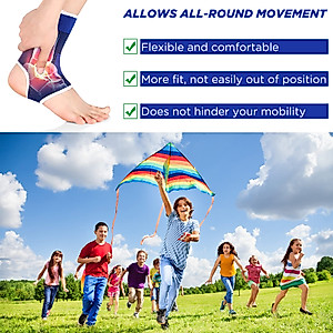 Lewtemi 4 Pairs Kids Ankle Brace includes 2 Pairs Foot Brace Supports Ankle Protector Wraps and 2 Pairs Knitted Ankle Sleeve Socks Kids Compression Socks for Sports Protection Joint Ankle Sprain