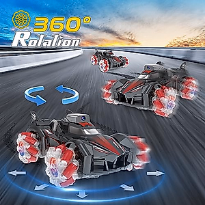 RC Car with Camera for kids, Remote Control 360°Rotating High Speed Stunt Vehicle Toy for Boys and Girls, Rechargeable Racing Drift Cars with Flashing Lights and Dynamic Sound for Adults