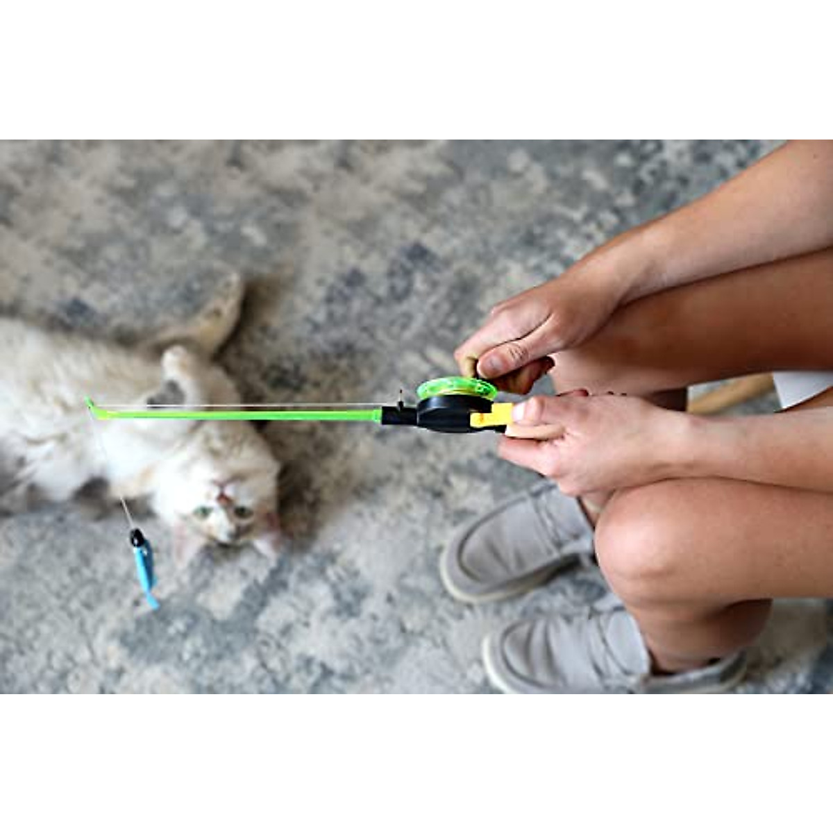 Our Pets Go Fish Cat Fishing Pole Toy with Catnip Fish Teaser and Rod Interactive Cat Wand Toys for Indoor Cats