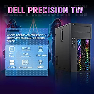 Dell Gaming Precision 3620 Tower Desktop PC, Intel Quad Core I5-6500 up to 3.6GHz, GeForce RTX 2060 Super 8G GDDR6, 32G DDR4, 256G SSD+3T, RGB Keybaord & Mouse, DVD, WiFi, BT, Win10P64 (Renewed)