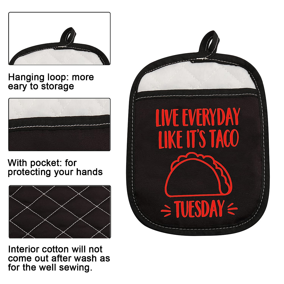 Taco Lover Gift Live Every Day Like Its Taco Tuesday Funny Oven Pot Holder with Pocket (Taco Tuesday)
