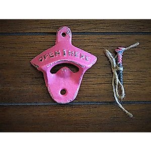 Vintage Style Bottle Opener, Cast Iron Wall Mounted, Hot Pink or Pick from over 40 Colors, Bar Accessory, Gift for Him