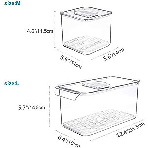 SANNO Produce Saver Containers for Refrigerator, Containers Produce Saver Produce - Stackable Refrigerator Kitchen Organizer Keeper Bin, with Removable Drain Tray,set of 6