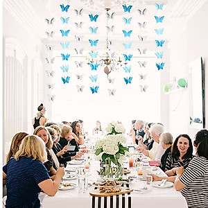 zilue Butterfly Banner Decorative Paper Garland for Wedding Baby Shower Birthday Theme Decor 110 Inches Long Pack of 2 Pieces Blue