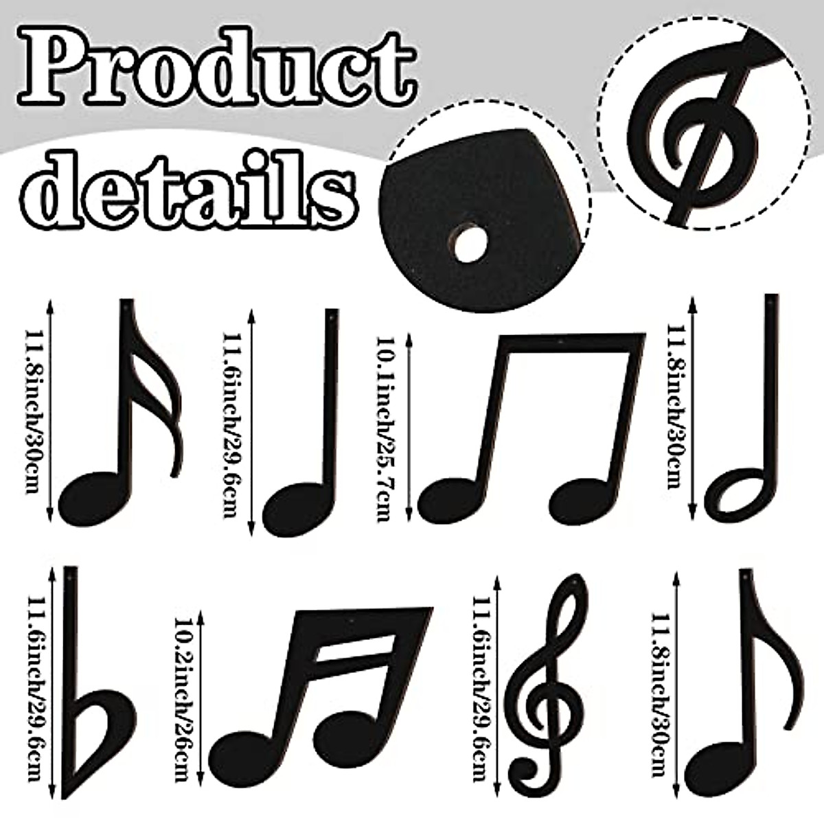 Yulejo 8 Pieces Treble Clef Wooden Wall Decor Black Music Notes Art Hanging Note Wood Decorations for Home Decorative Musical Studio Party