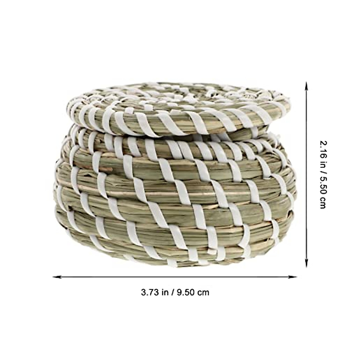 ULTNICE Mini Woven Baskets with Lids: Round Small Seagrass Serving Basket Box Natural Storage Bin Tabletop Organizer Jar for Jewelry Chess Toys S
