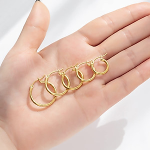10 Pairs Gold Hoop Earrings for Women Small Stainless Steel Hypoallergenic Earrings Set Mens Unisex Nickel Free 10MM-18MM