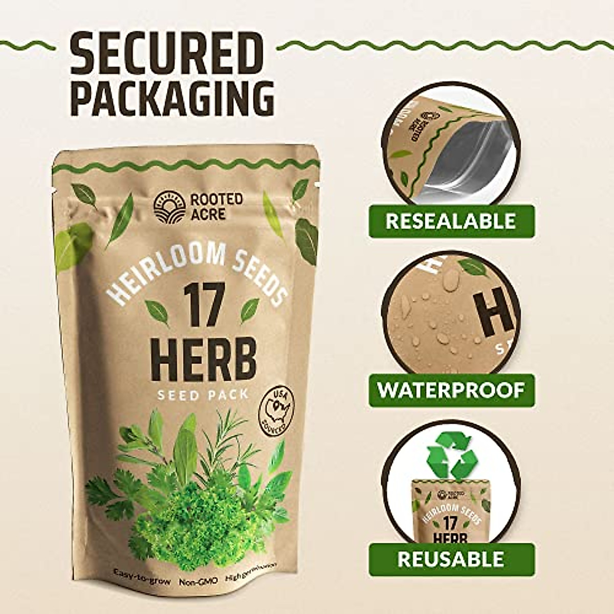 17 Herb Culinary Seed Vault - 5200+ Herbs Seeds for Planting Indoor or Outdoor Garden - Heirloom, Non GMO | Hydroponic Herb Garden Seeds with High Germination | Cilantro, Mint, Chives, Basil, Parsley