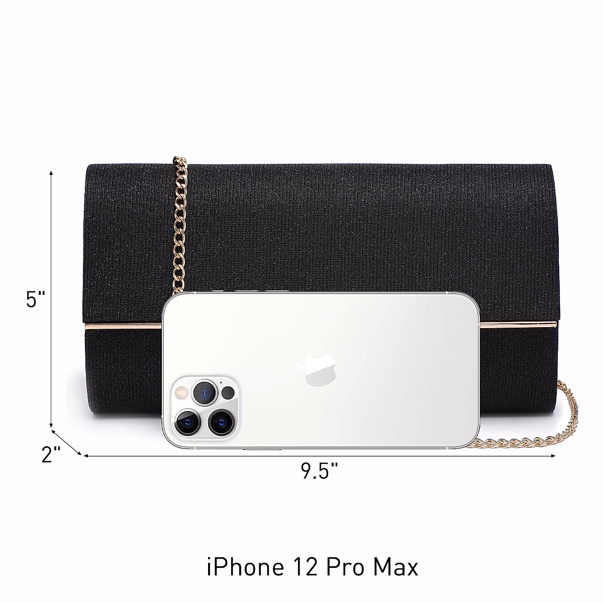 Dasein Women's Evening Bag Glitter Clutch Wedding Bridal Purse Sparkle Cocktail Party Prom Handbag (1-Black)