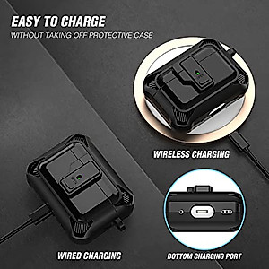 Maxjoy for AirPods Pro 2nd Generation Case Cover, AirPods Pro 2/Pro Protective Case with Automatic Magnetic Lock Cover with Keychain Compatible with Apple Airpods Pro 2 2023 2022/Pro 2019, Black