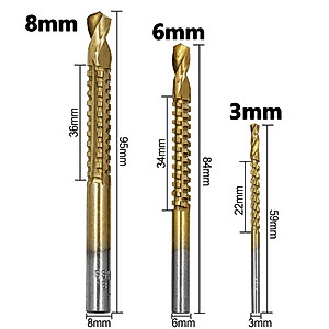 6Pcs Titanium Coated Drill Bit Set, Including 3 Sizes of Step Drill Bit and 3 Sizes of Serrated Twist Drill Bit for Metal Wood Hole Drilling