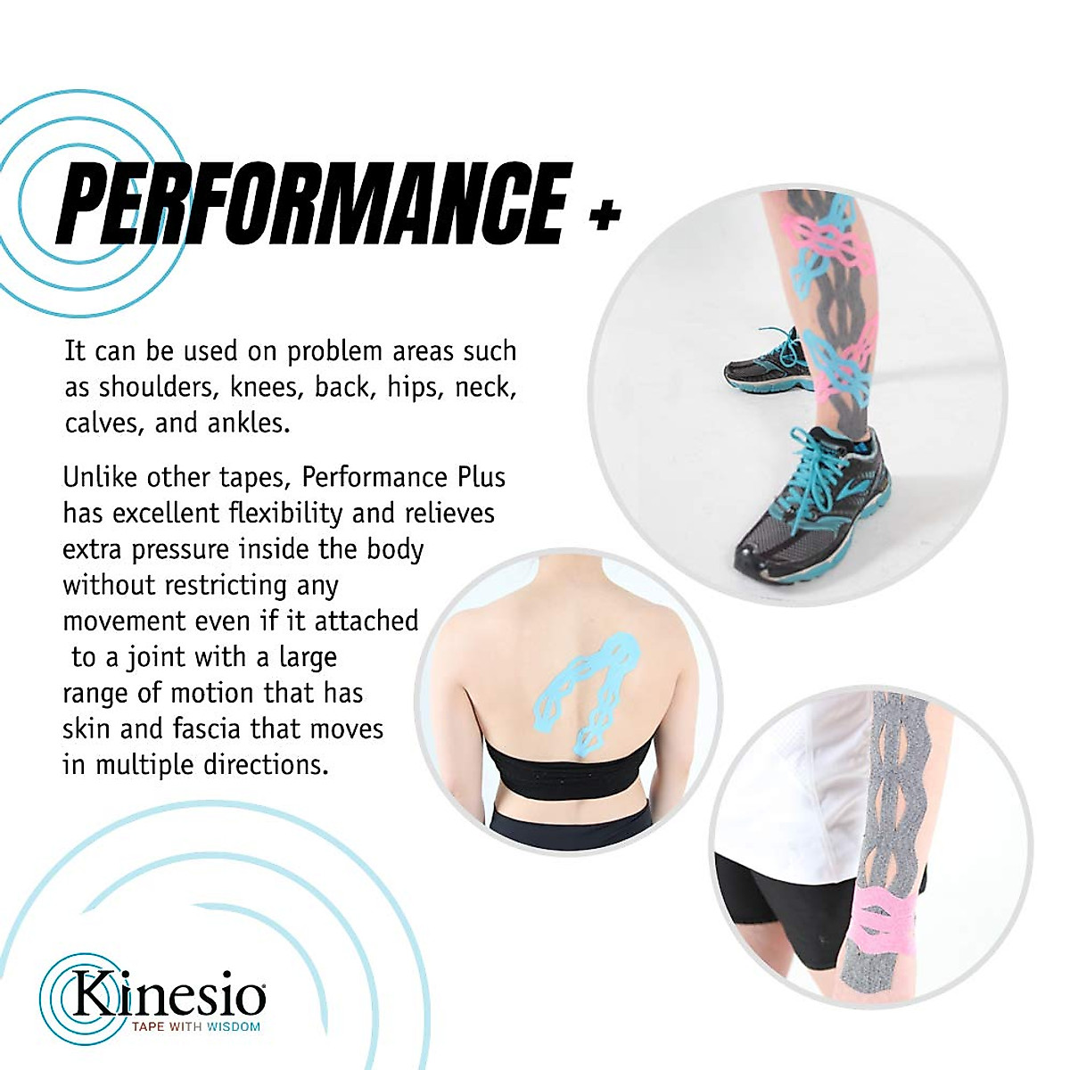 Kinesio Tex Performance + - Therapeutic Knee and Shoulder Medical Tape - Red - 2in x 16.4 ft Roll