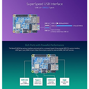 NanoPi NEO4 Open Source 64-bit 2.0GHz Rockchip RK3399 Single Board Computer onboard 1GB DDR3-1866 RAM for AI Depth Calculation/Game Console Run FriendlyWrt and Ubuntu Core