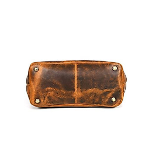 Aaron Leather Goods Genuine Leather Shoulder Bag Handbags Wallet Tote Bag 3pcs Purse Set (Umber)