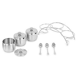 Internet's Best Condiment Serving Bowls with Stand - Set of 3 - Catering Hosting Serving Dish Set with Lids and Spoons - Stainless Steel
