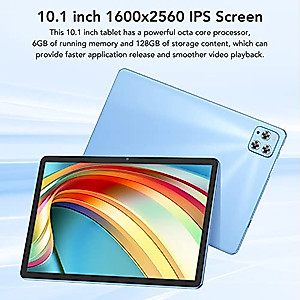 Qinlorgo 10.1 Inch Tablet, Portable Tablet 6G RAM 128G ROM 5G WiFi 100-240V Octa Core Processor for Travel for Home (US Plug)