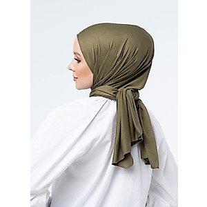 SWANISTANBUL Jersey Hijab Scarf for Women - Quality Head Scarf Wrap for Girls - Fashion Muslim Women Hijab Scarves Headwear for Everyday Use - 55cm x 170cm - Khaki