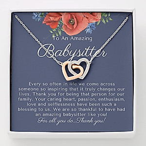 Babysitter Appreciation Gift Necklace, Nanny Thank you Gift, Farewell Party Leaving, Moving Away Gift for Babysitter - Box 1