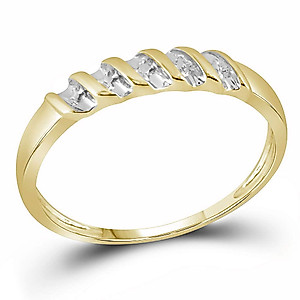 Sizes - L = 8, M = 8 - 10k Yellow Gold Diamond Cluster Mens And Ladies Couple His & Hers Trio 3 Three Ring Bridal Matching Engagement Wedding Ring Band Set (1/10 cttw.) - Please use drop down menu to select your desired ring sizes