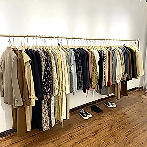 Industrial Pipe Clothing Rack Wall Mounted Real Wood Shelf,retail Store Garment Rack Display Rack Commercial Clothes Racks,pipe Shelving Floating Shelves Wall Shelf,space-saving Hanging Clothes Rack