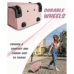 MATEIN Rolling Backpack for Women, 17 Inch Travel Laptop Backpacks with Wheels, Waterproof Large Carry On Business Luggage Roller Backpack, Trolley Suitcase Overnight College Work Computer Bag, Pink