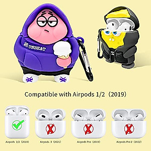 Cute Cartoon Character Airpods Case for 2nd/1st, Anti-Fall Soft Silicone Airpods 1&2nd Generation , Funny Kawaii Fashion 3D Case for AirPods 1&2nd with Keychain (Yellow)