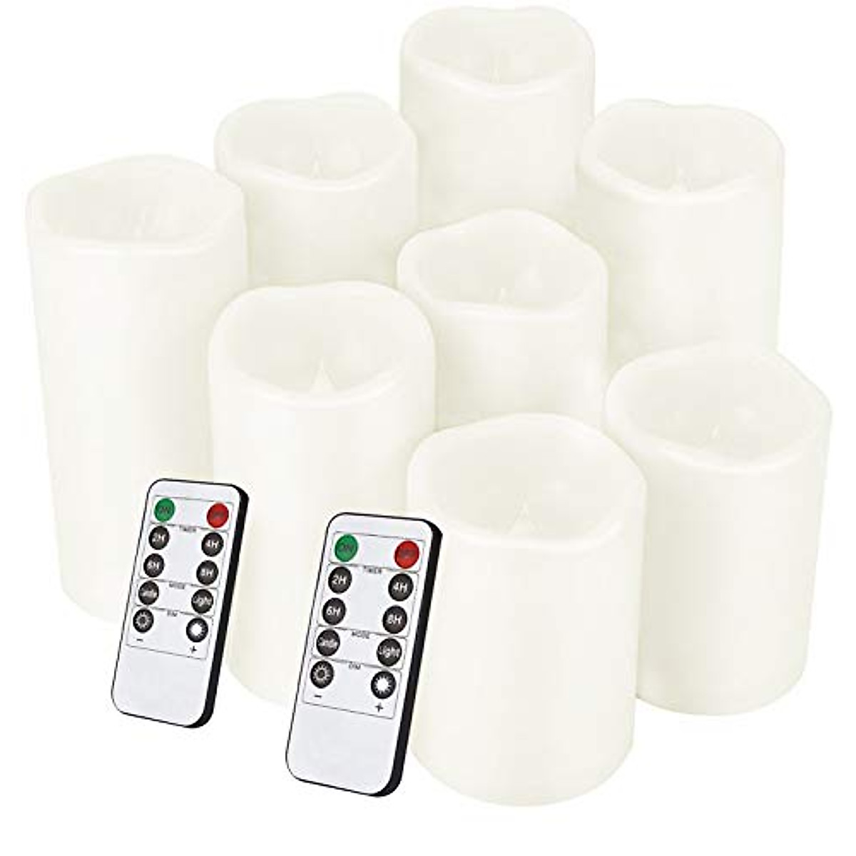 salipt Flameless Candle, LED Waterproof Candles Set of 8 (D 3'' X H 3''3''4''4''5''5''6''6) Battery Operated Candles,Flameless Candles,Resin Plastic,Indoor Outdoor Use,White