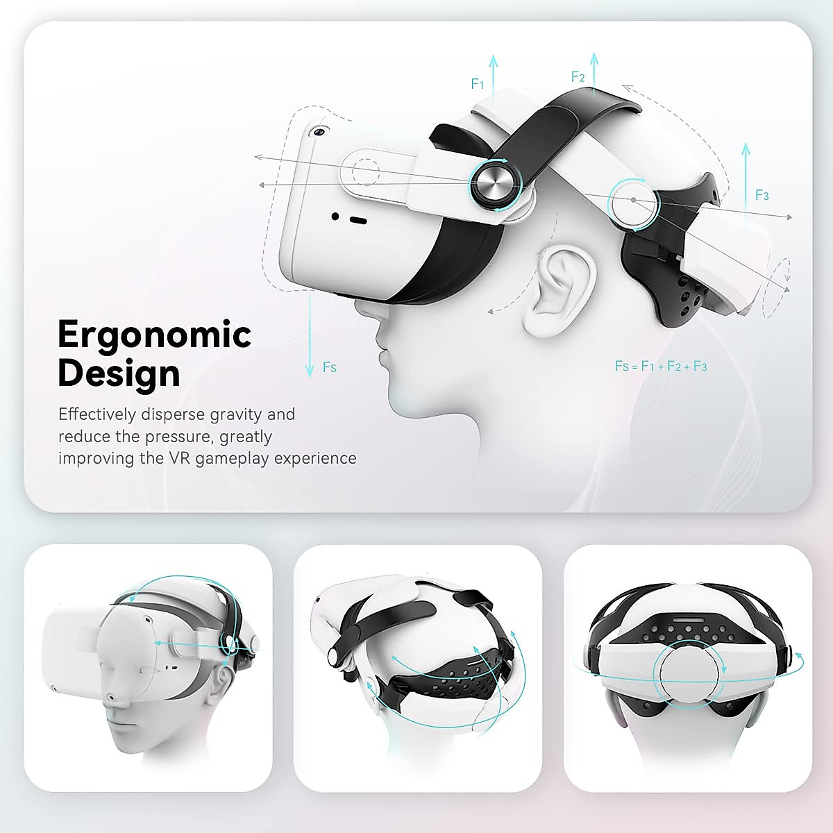 CNBEYOUNG Adjustable Head Strap Compatible with Quest 2,Replacement for Quest 2 Elite Strap Accessories Enhanced Support and Comfort in VR Gaming,Suitable for Children Adults Use