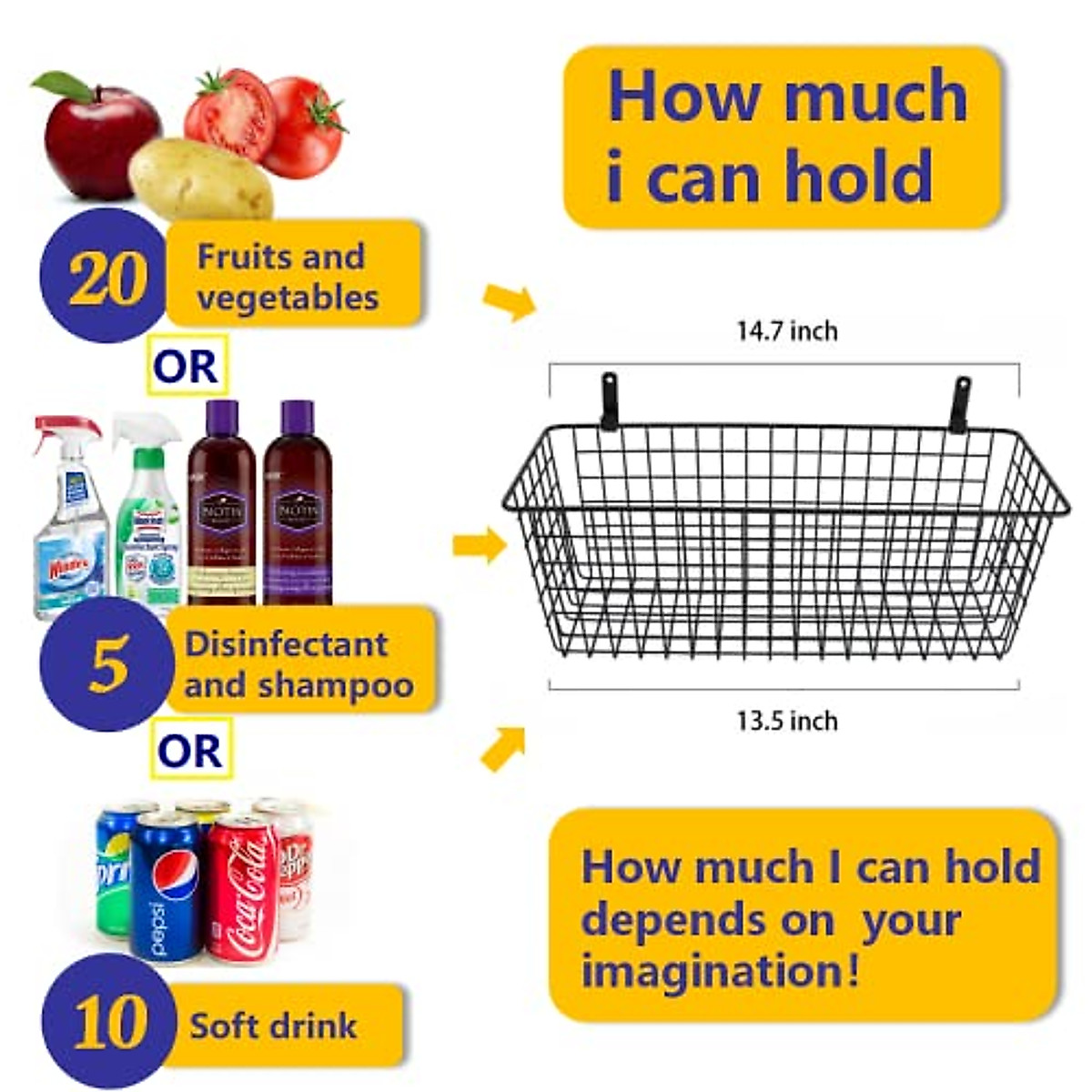 2 Pack Towel Rack Holder and 3 Set Hanging Extra Bakset, Minimalist Design,Wall Mounted Metal Towel Shelf with Hooks,Wall Mount Fruit Basket,No Drilling,Black