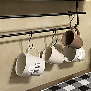 ANIASOM 12Pcs S Hooks Hanging 4 inch Heavy Duty Large S Hooks, Reversible Black Metal S Shaped Hooks, Utility Hooks, Heavy Duty Hanging Hooks for Kitchen, Bathroom, Garden, Indoor, Outdoor