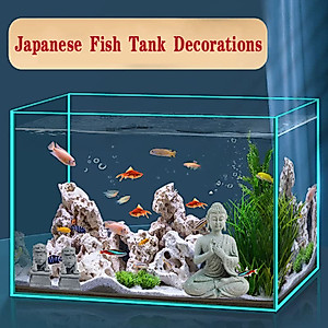livelyfish Aquarium Buddha Statue Japanese Buddah Figurine Fish Tank Buda Sandstone Sculpture Zen Ornaments Underwater Landscape Decoration,Gift