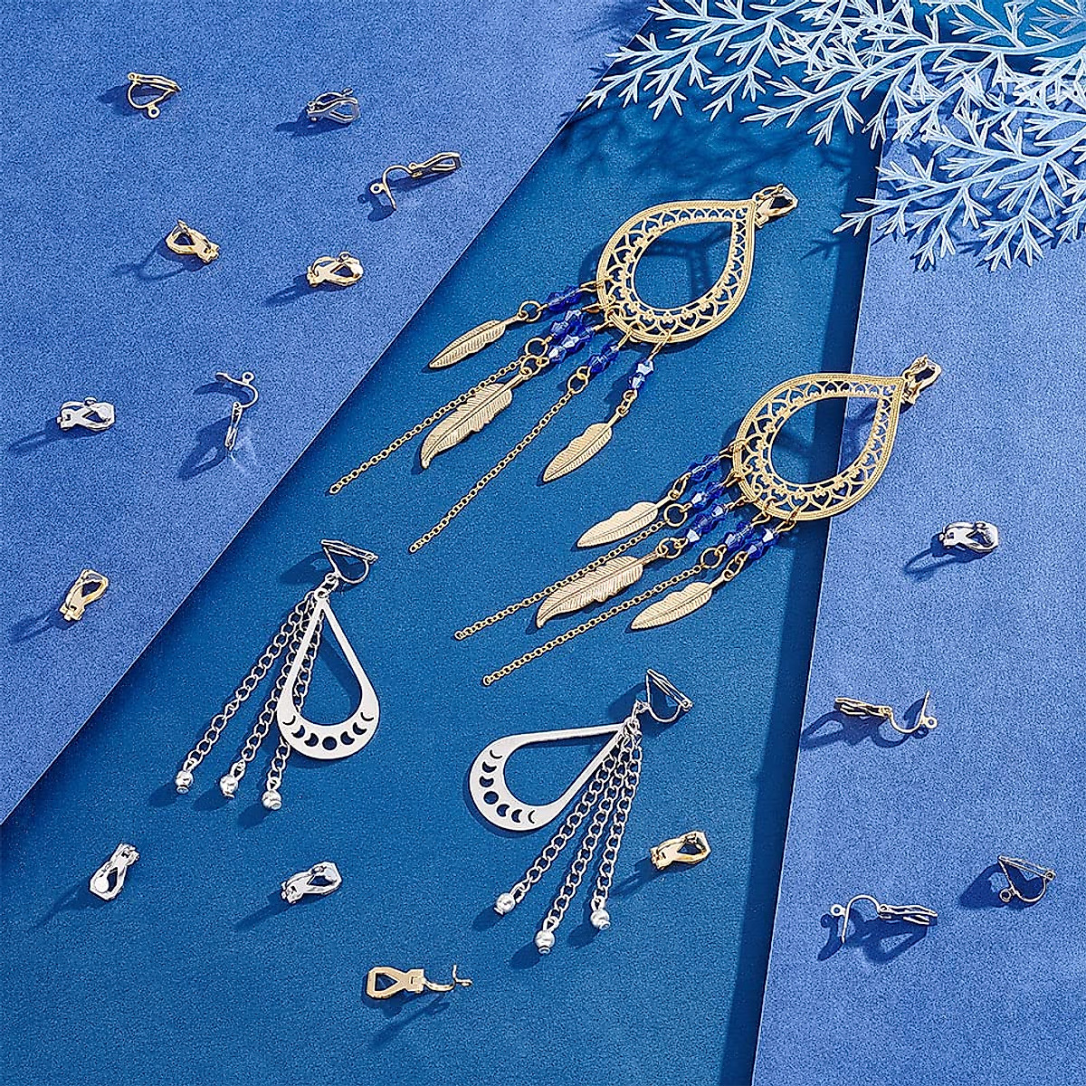 UNICRAFTALE 20pcs Stainless Steel Clip-on Earrings Painless Ear Clip Non-Pierced Ears Golden Stainless Steel Color Clip-on Earring Converter Components DIY Earring 12mm Long