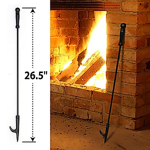 BenefitUSA Campfire Fireplace Fire Poker Tool Extra Long 26.5", Black