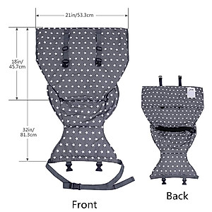 Vine Easy Seat Portable Travel High Chair | Adjustable, Safety, Washable | Toddler High Chair Seat Cover | Convenient Cloth Travel High Chair Fits in Your Handbag (Grey)