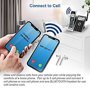 VTech VS306-3 DECT 6.0 3 Handsets Cordless Home Phone with Bluetooth, Answering System, Smart Call Blocker, Caller ID Announce, Backlit Display, Duplex Speakerphone (Silver & Black)