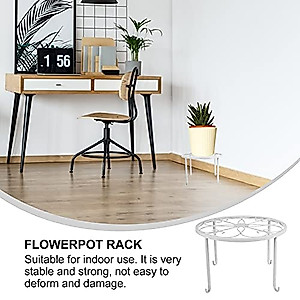 Cabilock 1pc Flower Pot Stand Metal Plant Round Wrought Iron Plant Stands Iron Flower Pot Plant Stand Rack Outdoor Plant Shelf Vintage Plant Stand White Potted Plant Office Metallic line