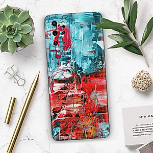 DesignSkinz Red and Blue Abstract Oil Painting Protective Vinyl Decal Wrap Skin Cover Compatible with The Samsung Galaxy S20 (Screen Trim & Back Glass Skin)